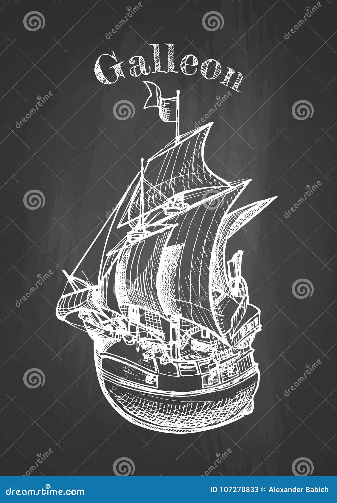 Galion sur le tableau noir illustration de vecteur. Illustration du ...