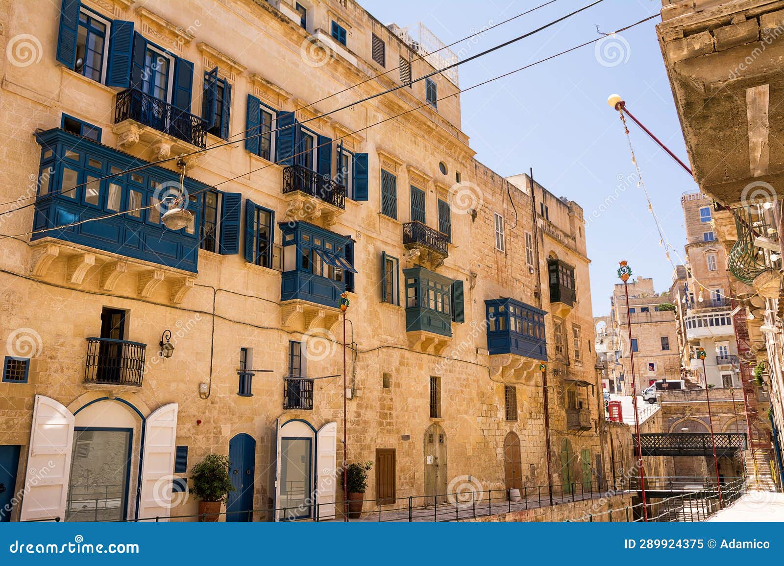 Gallarija, the Typical Blue Closed Balconies in Valletta, Malta ...