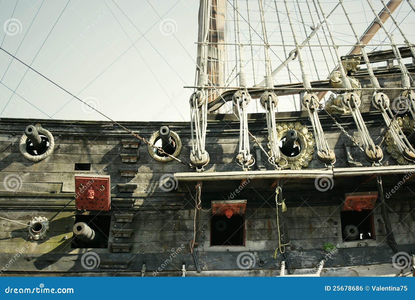 Galleon with guns stock photo. Image of boat, rope, spanish - 25678686