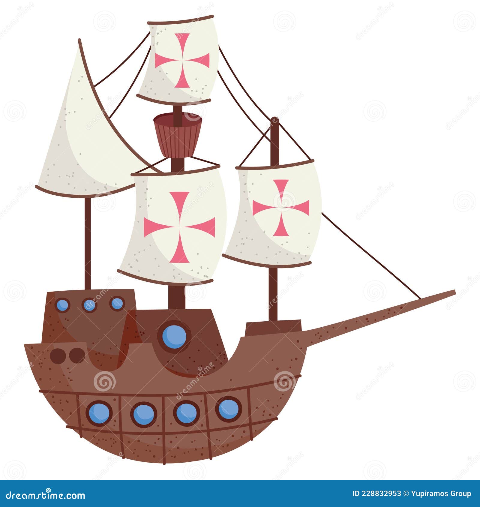Galleon ship cartoon stock vector. Illustration of isolation - 228832953