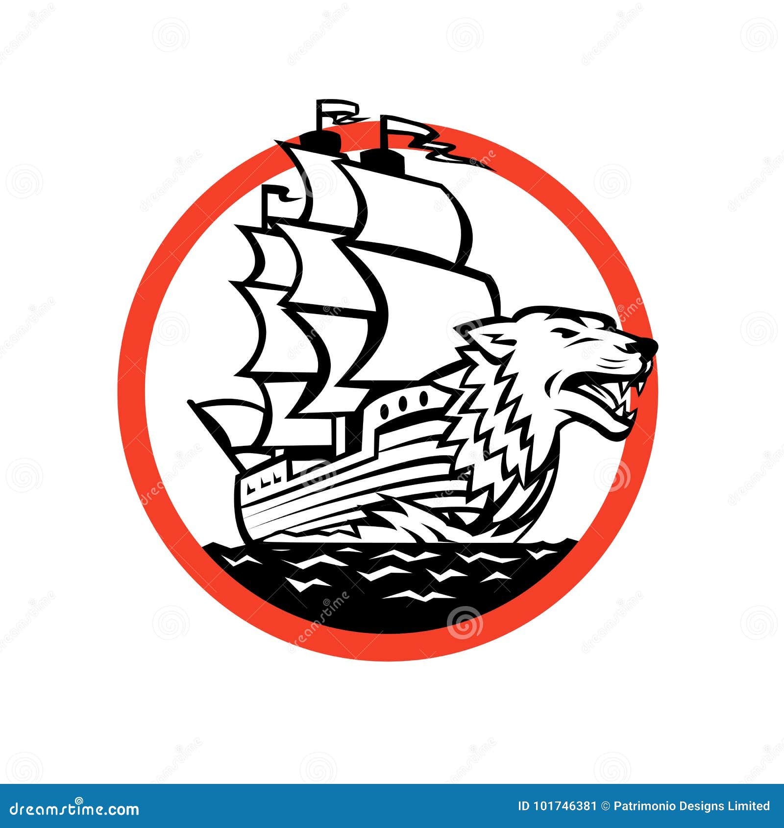 Galleon Sailing Old Ship Axonometric Vector Illustration ...