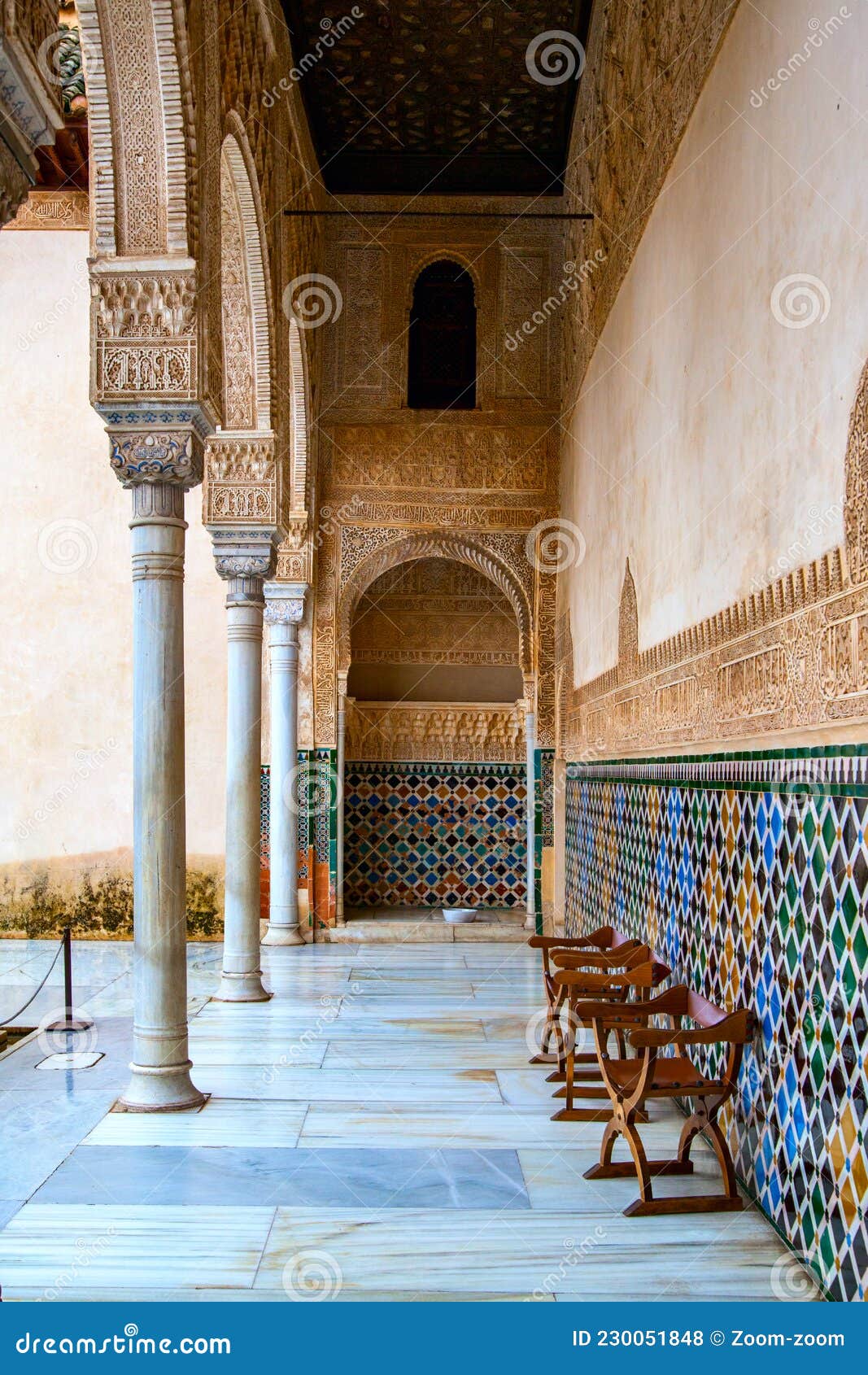 Gallery in the Alhambra stock photo. Image of granada - 230051848