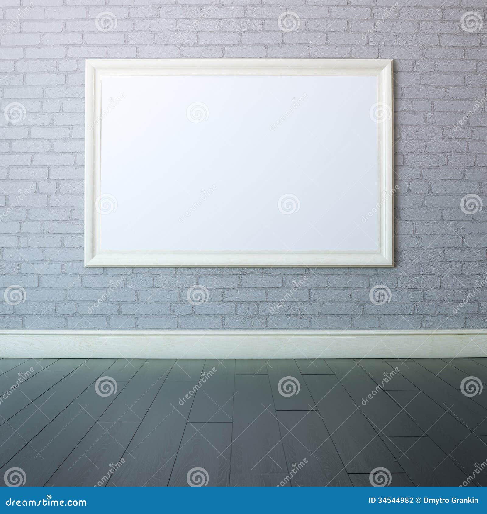Gallery Interior with Big Empty Frame Stock Photo - Image of collection ...