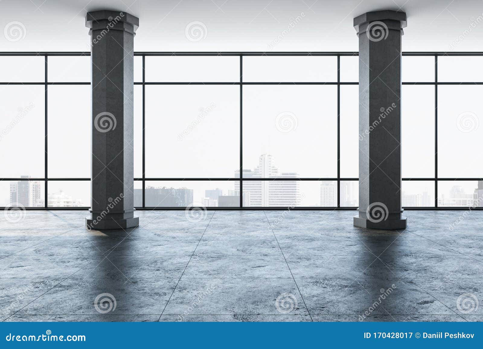 Gallery Interior with Columns Stock Illustration - Illustration of real ...