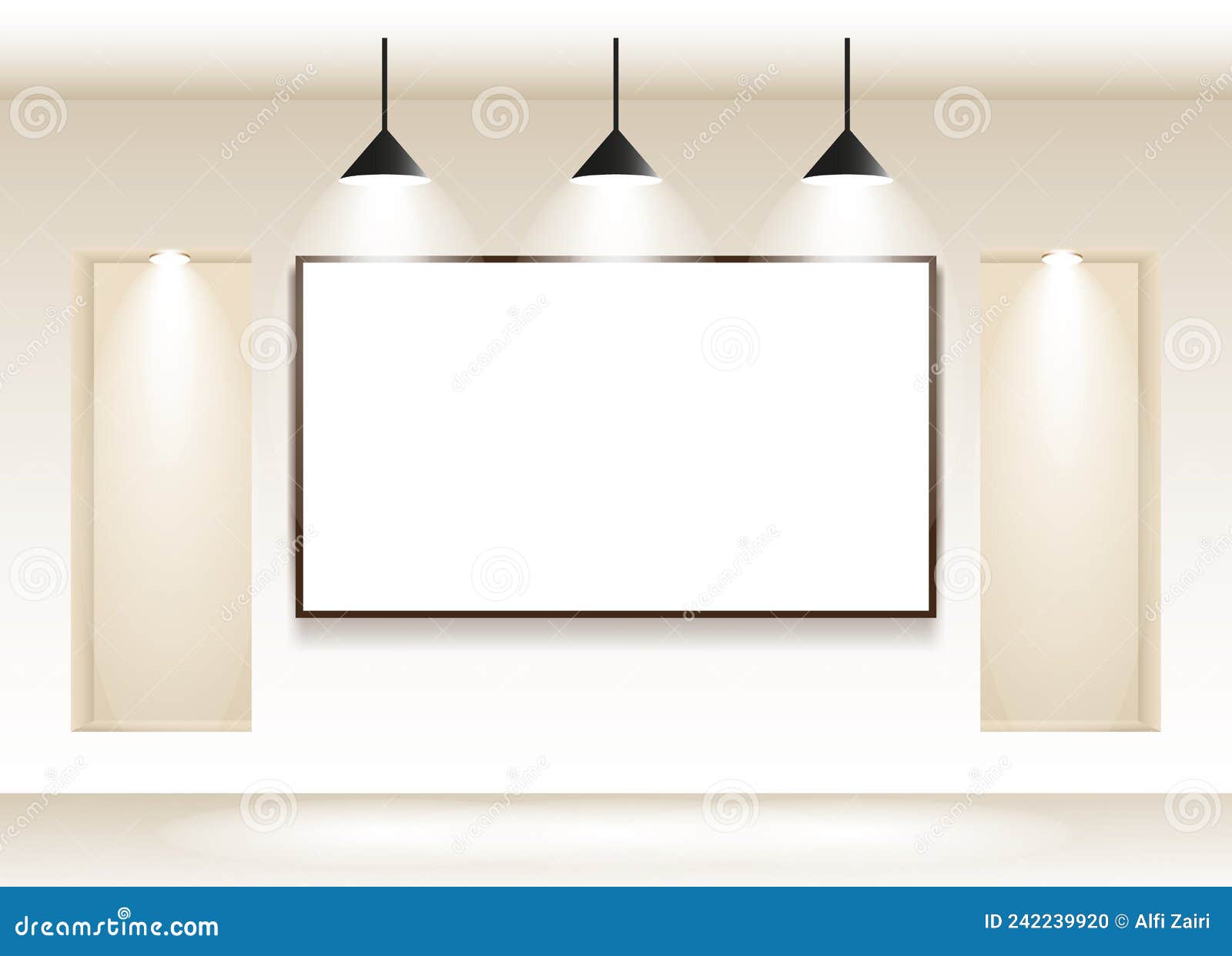 Gallery Interior with Empty Frame on Wall by Vector Design Stock Vector ...
