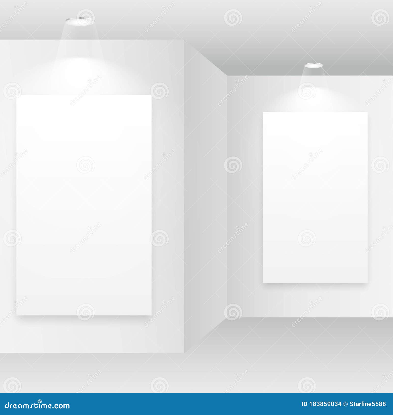 Gallery Interior with Empty Frames Stock Vector - Illustration of blank, white: 183859034