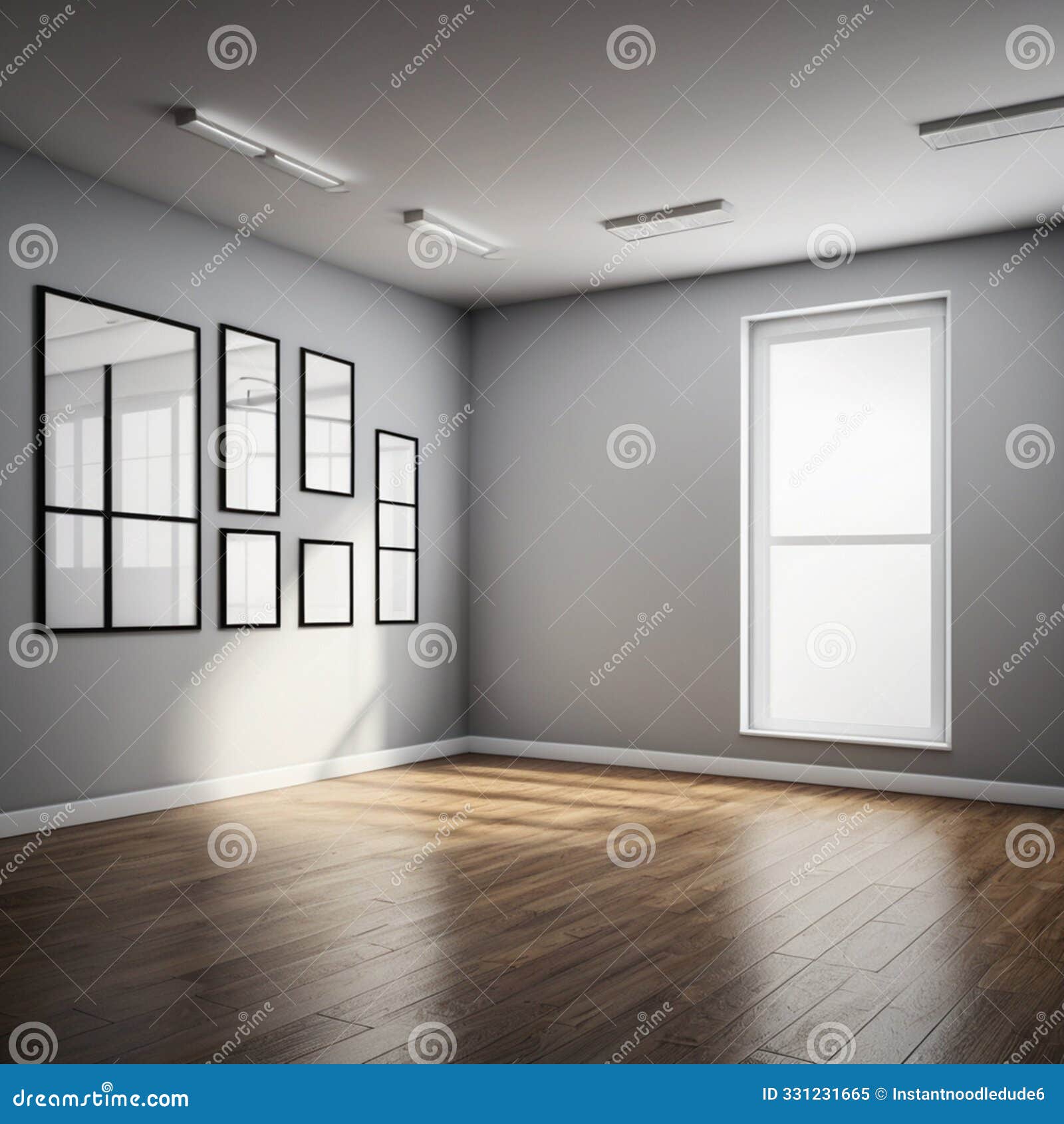 Gallery Interior with Empty Frames on Wall. Art Gallery with Blank Frames Stock Illustration ...
