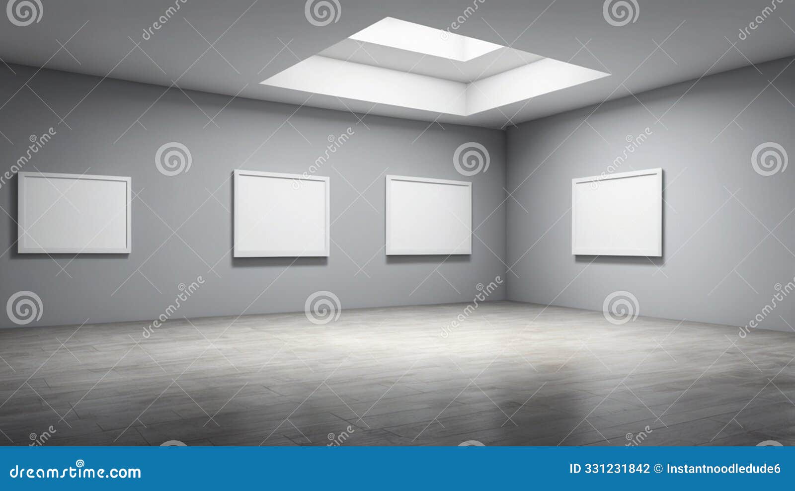 Gallery Interior with Empty Frames on Wall. Art Gallery with Blank Frames Stock Illustration ...