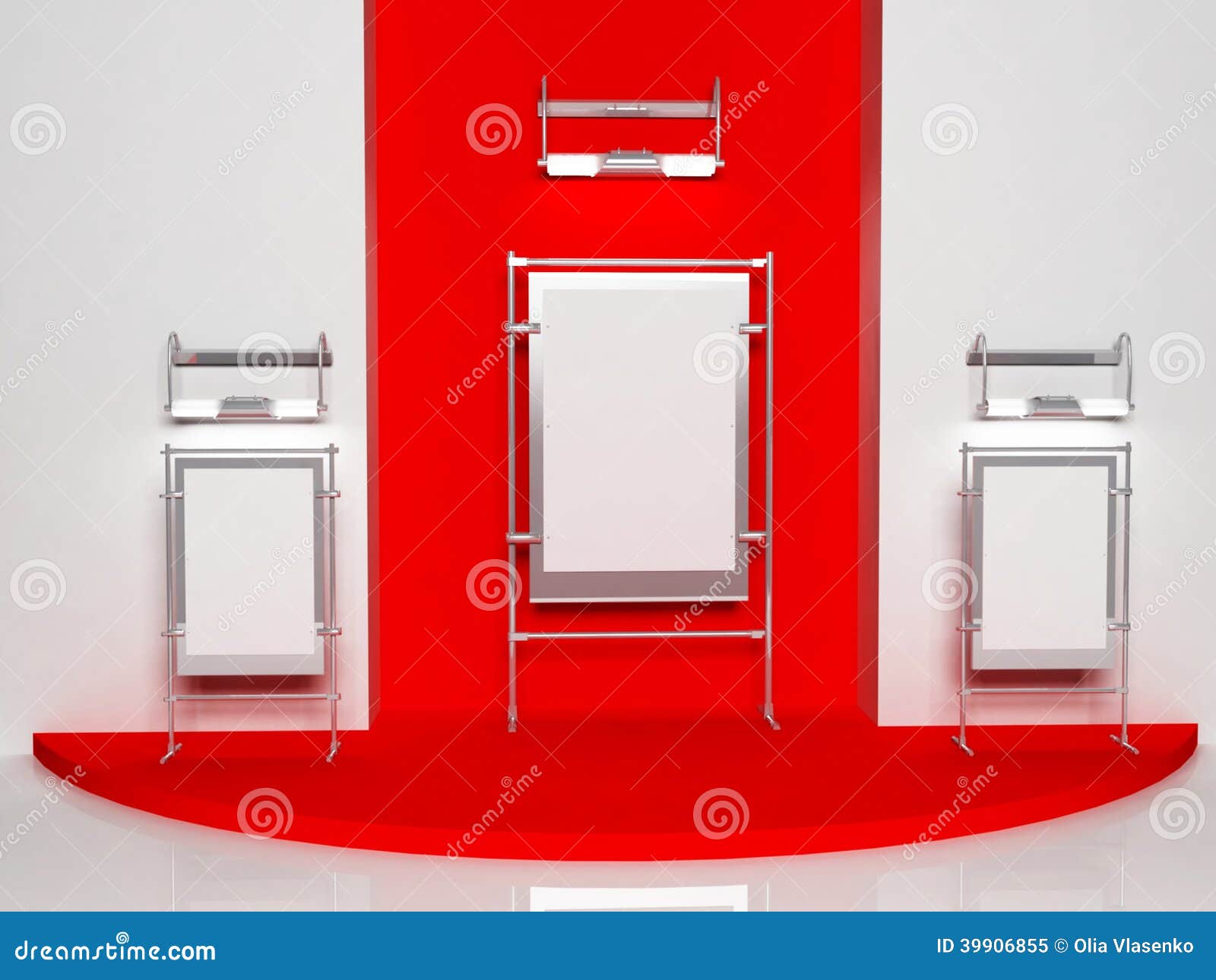 Gallery Interior with Empty Stands Stock Illustration - Illustration of ...