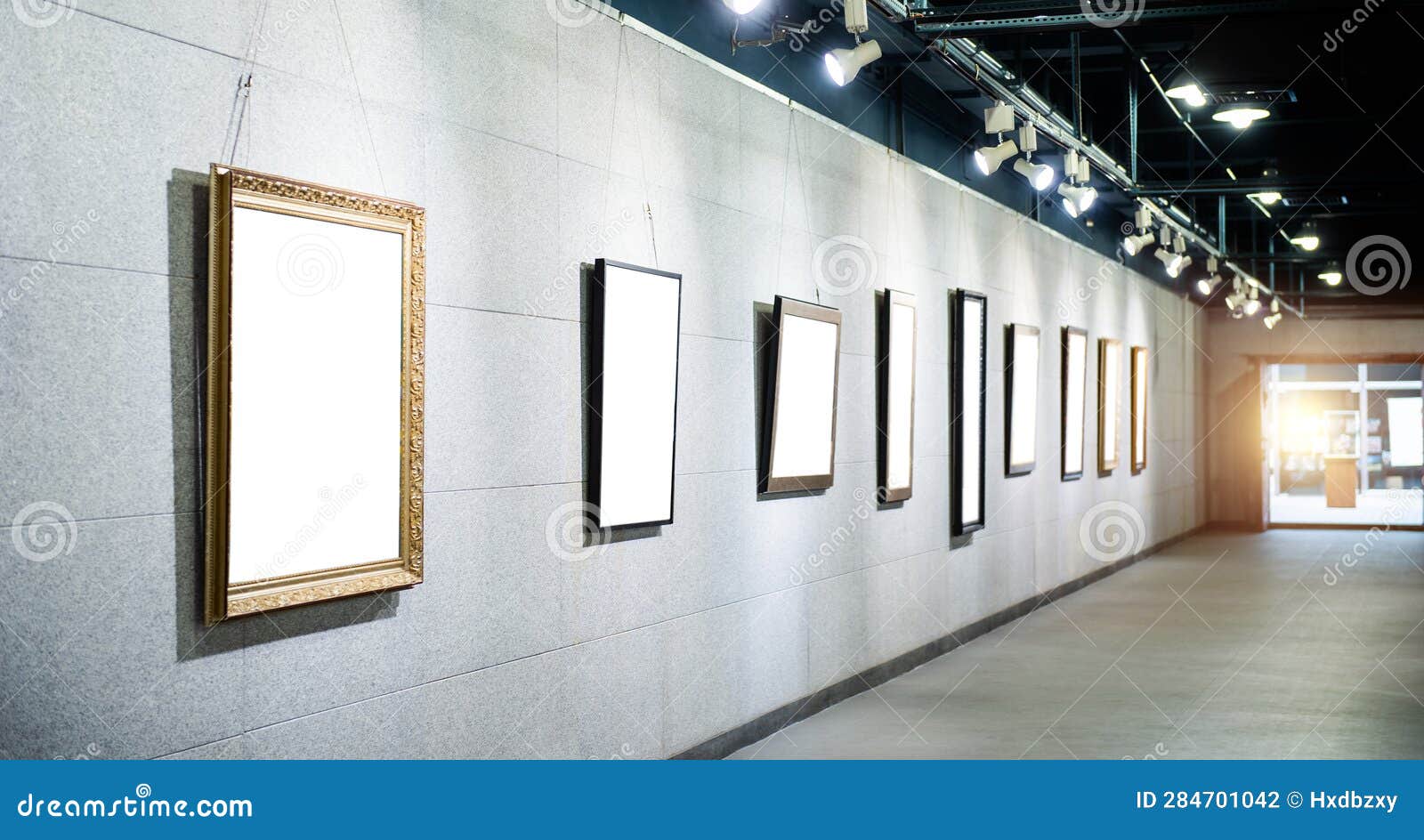 Gallery Interior with Group of Empty Frames Stock Photo - Image of blank, frames: 284701042