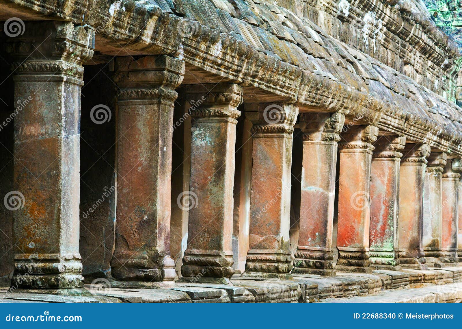Gallery Pillars at Ta Prohm, Siem Reap, Cambodia Stock Photo - Image of ...
