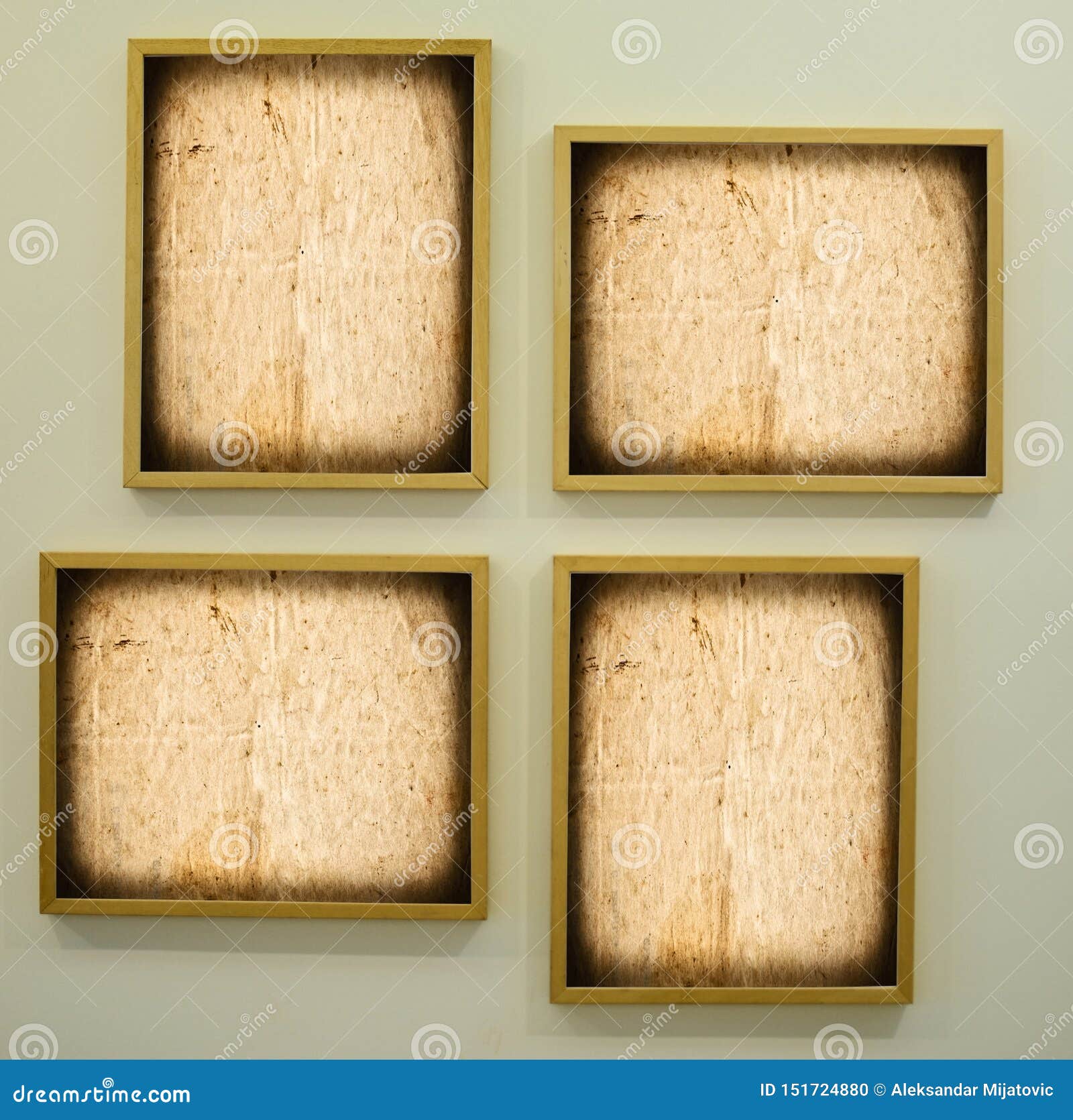 Gallery Room with Empty Frames Stock Photo - Image of framework ...