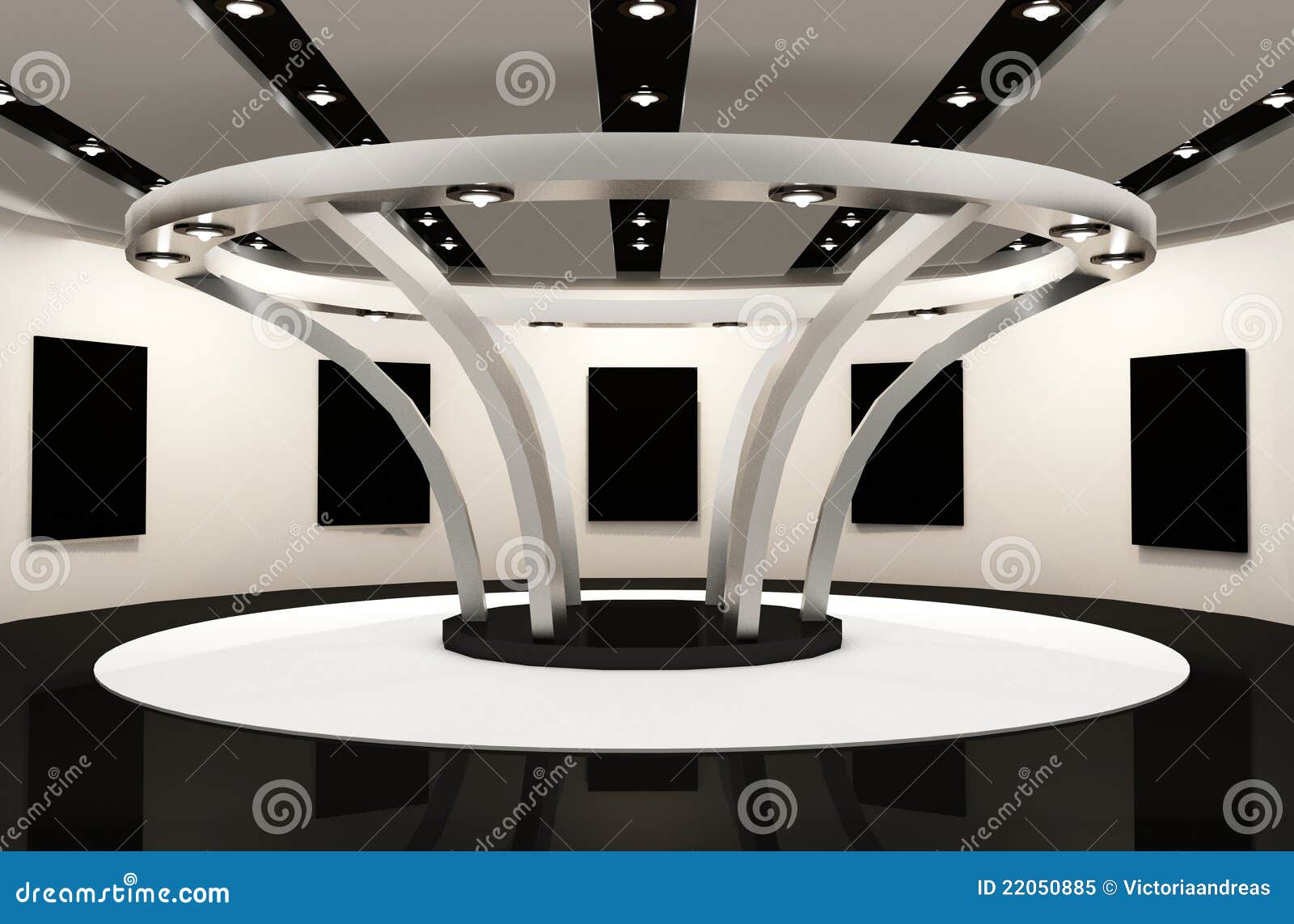 Gallery Space with Frames. Round Construction Stock Illustration ...