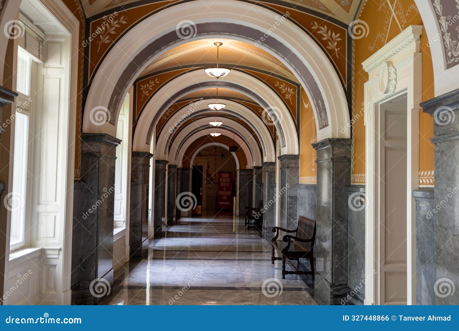 Gallery View Inside Old Architecture Building Stock Photo - Image of ...