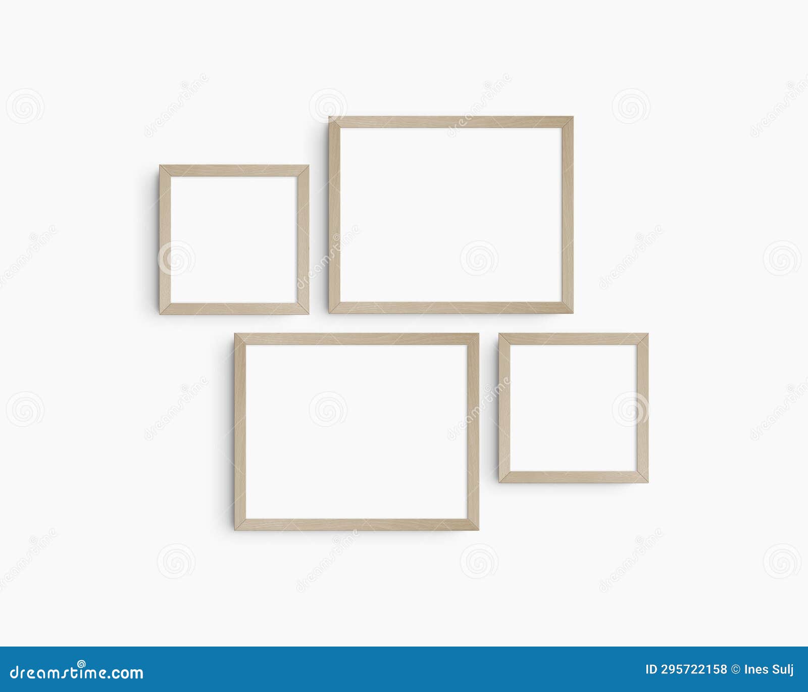 Gallery Wall Mockup, 4 Birch Wooden Frames. Clean, Modern, Minimalist ...