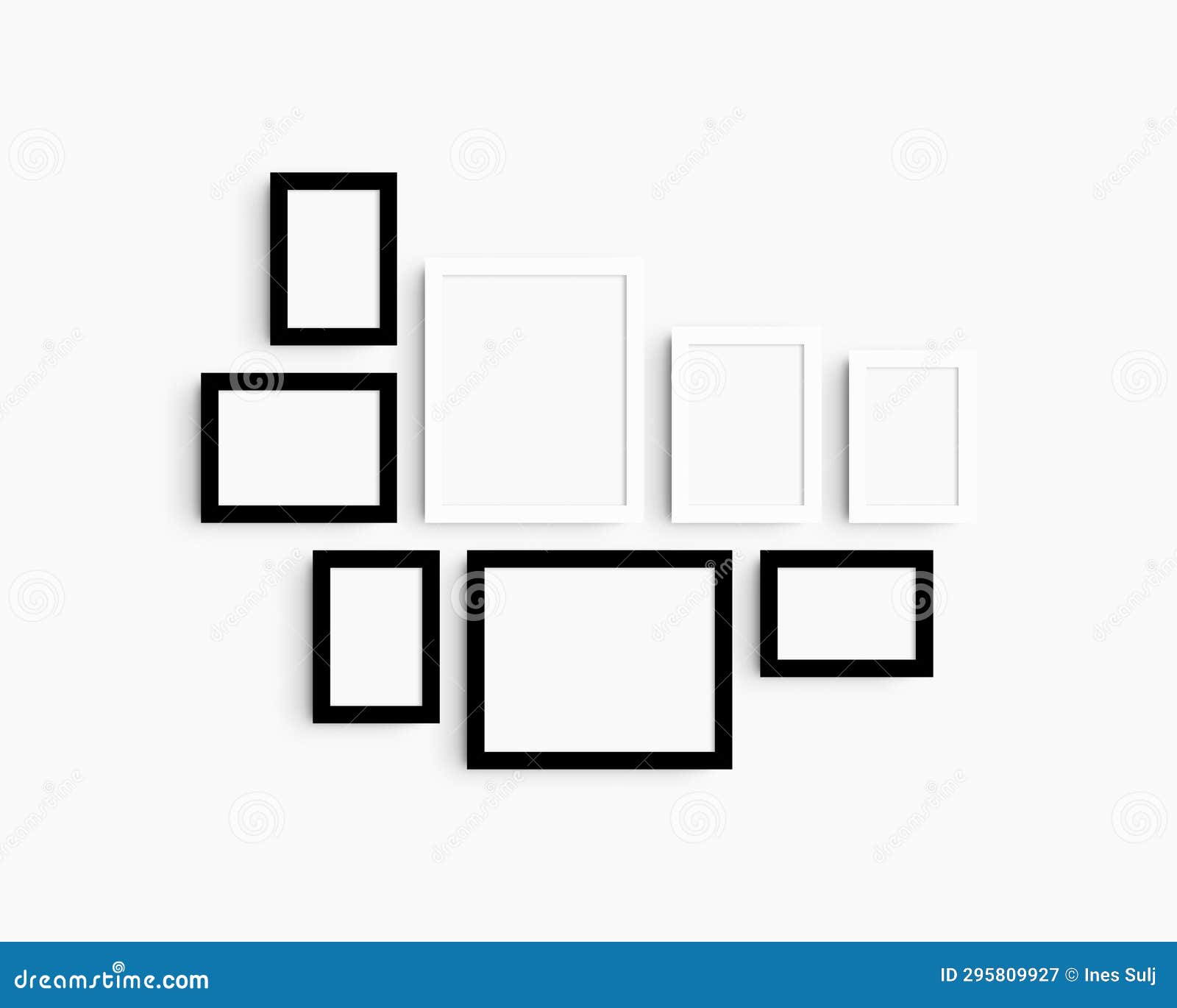 Gallery Wall Mockup Set, 8 Black and White Frames. Clean, Modern, and ...