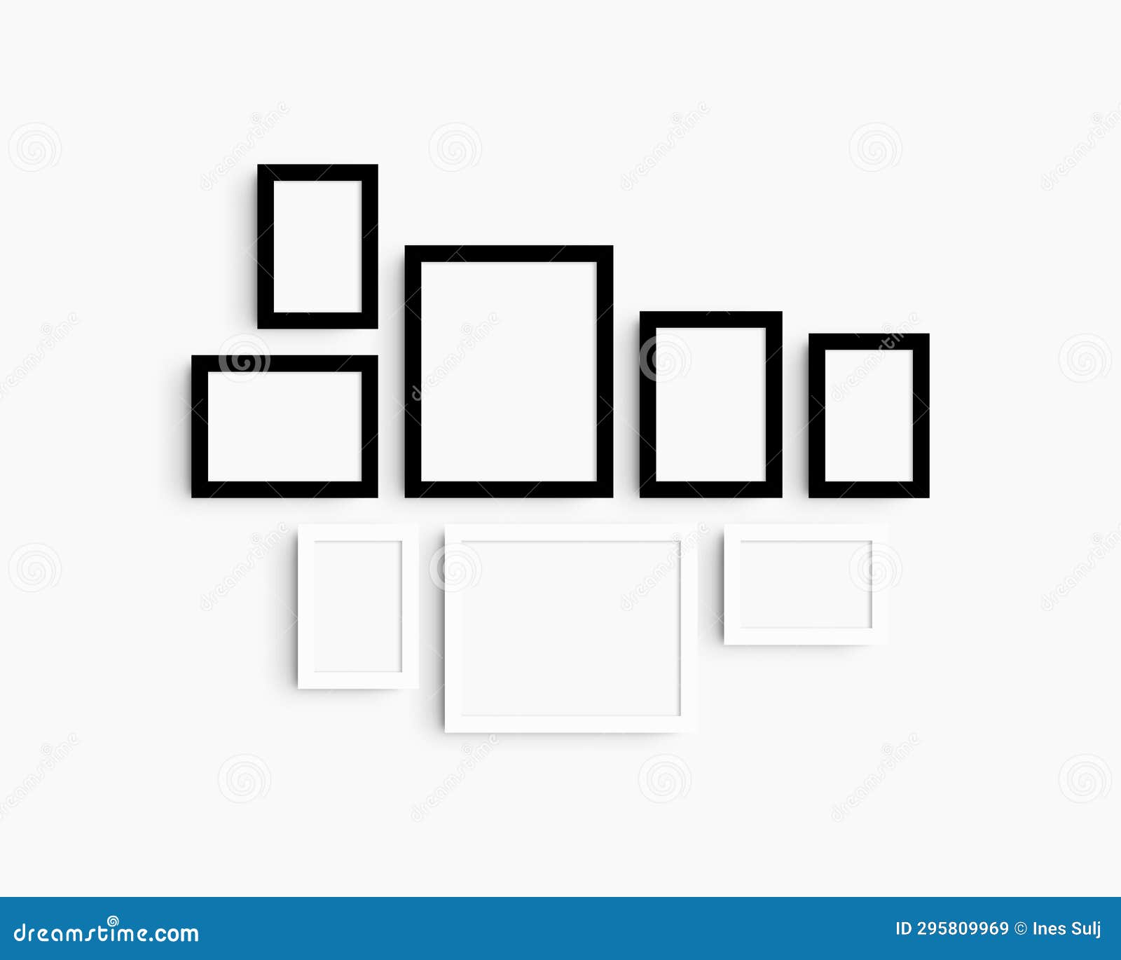 Gallery Wall Mockup Set, 8 Black And White Frames. Clean, Modern, And ...