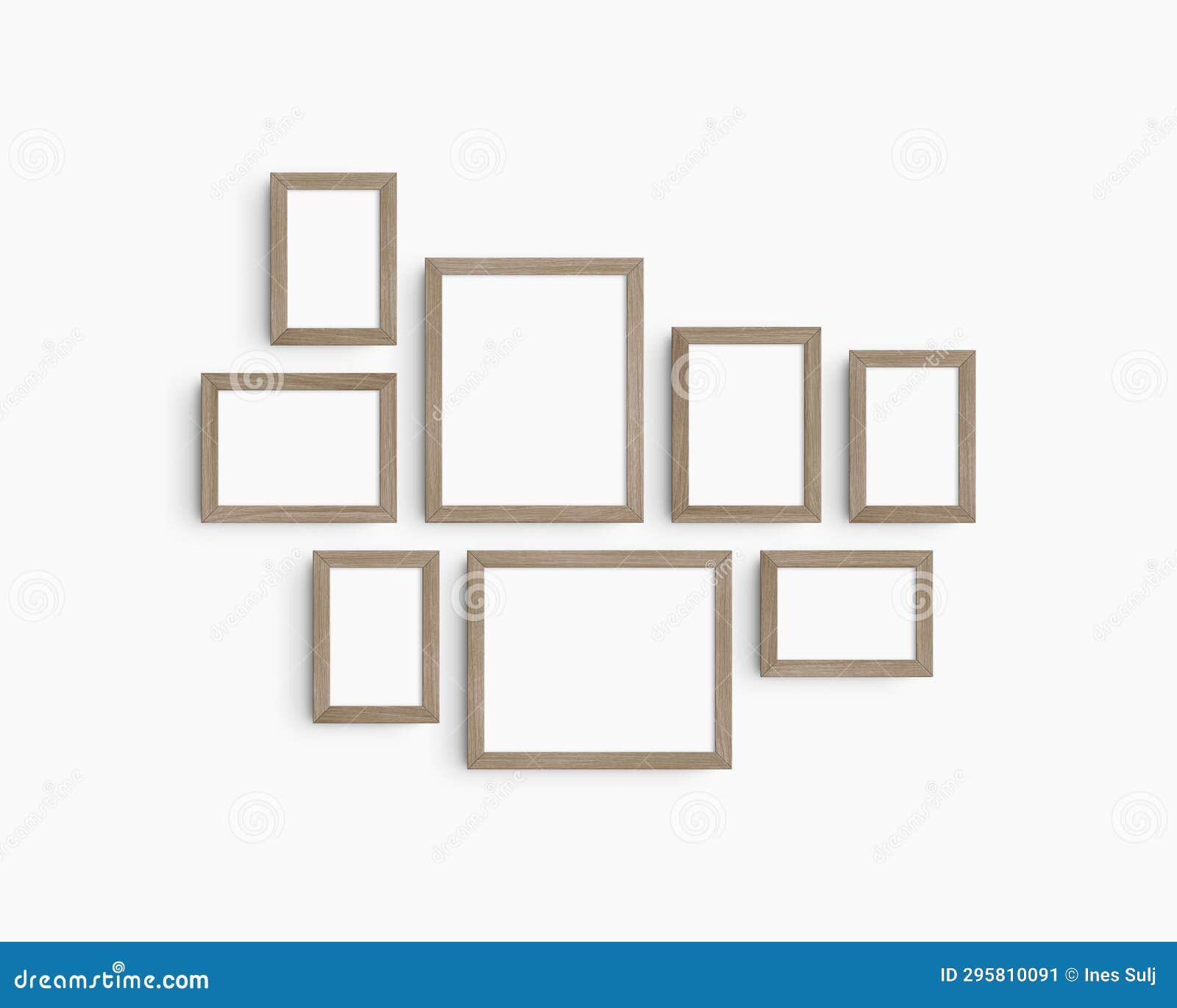 Gallery Wall Mockup Set, 8 Natural Wood Frames. Clean, Modern, and ...