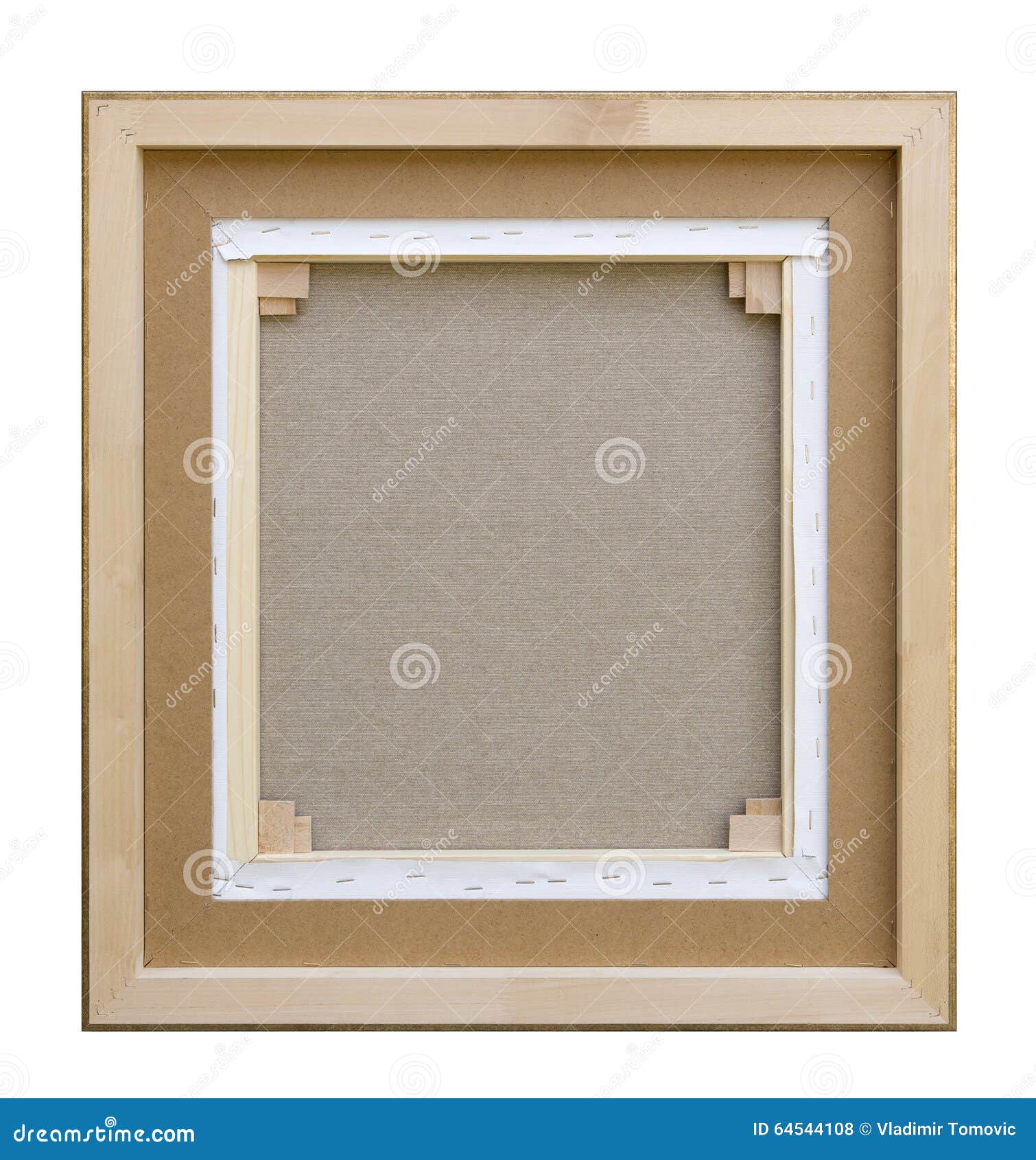 Gallery Wrapped Blank Back View Canvas in Wooden Frame Construct Stock ...