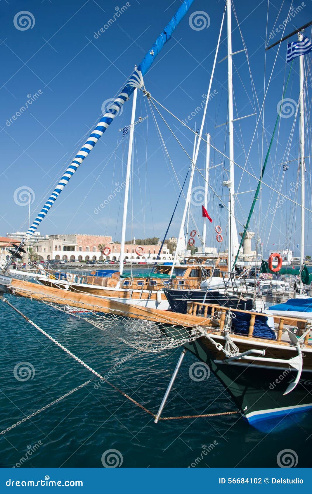 Galley in the Harbour of Rhodes Stock Photo - Image of galley, sailing ...