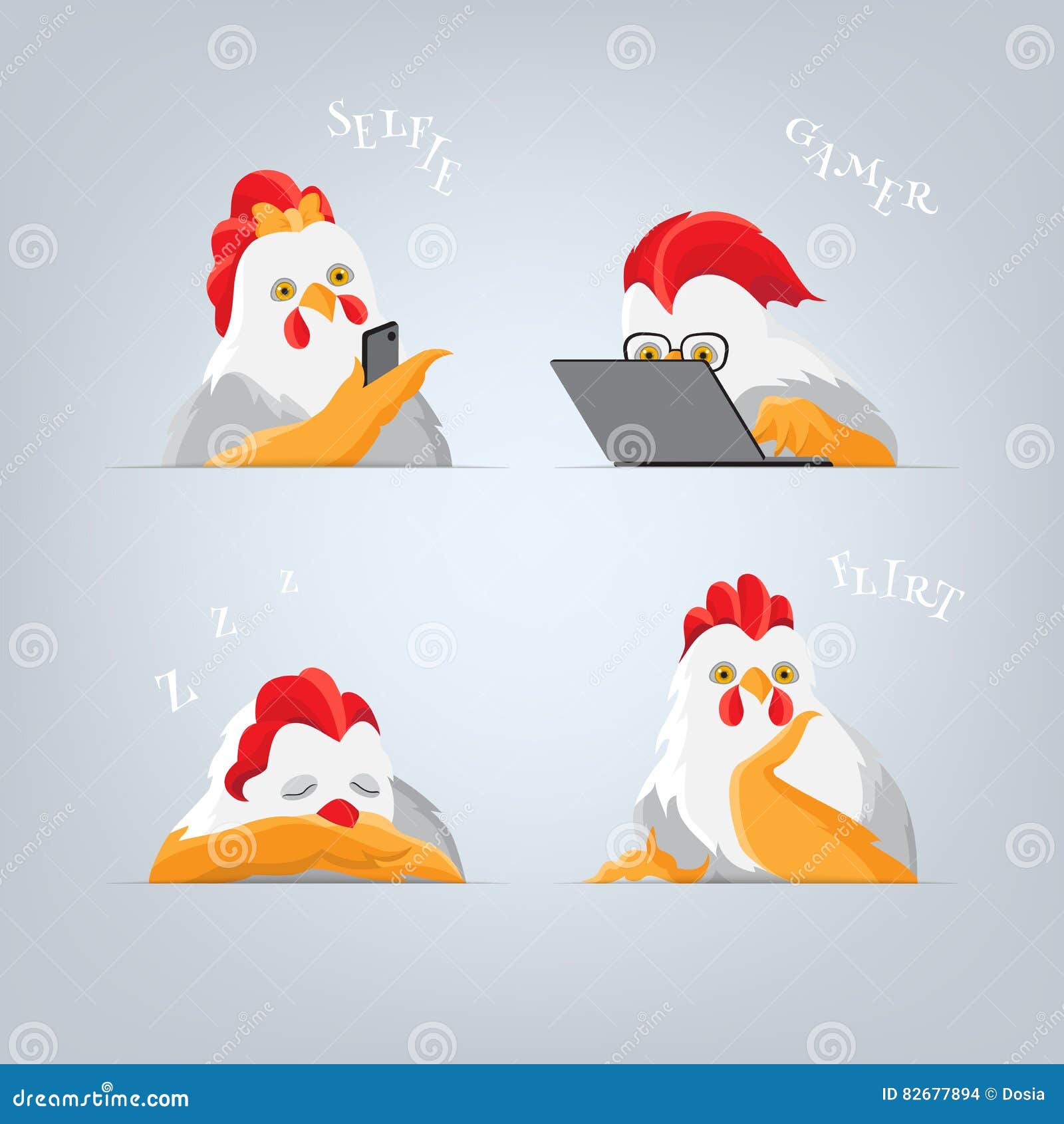 Galli E Galline Del Fumetto Illustrazione Vettoriale - Illustrazione di ...