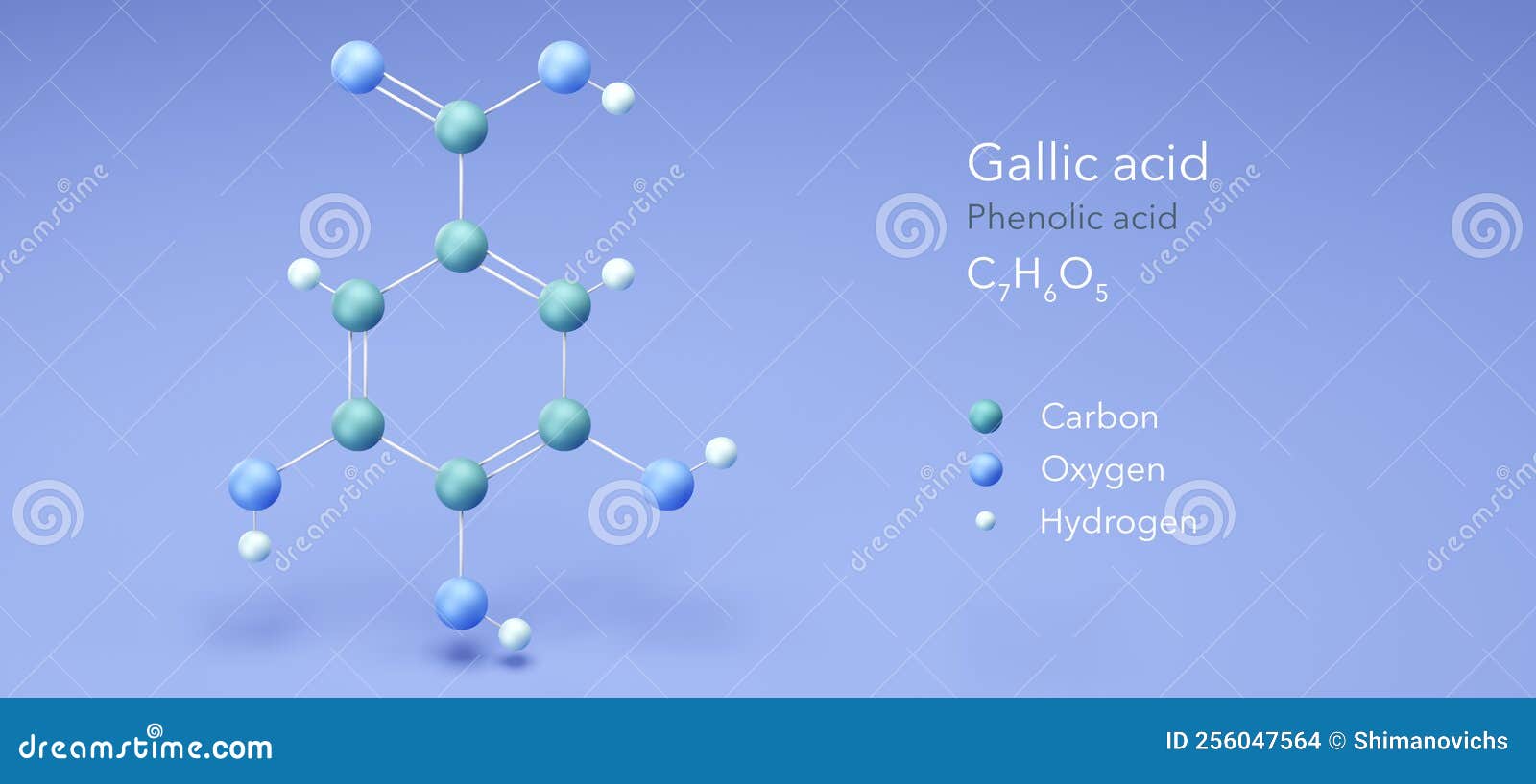 Gallic Acid, Molecular Structures, Phenolic Acid, 3d Model, Structural ...