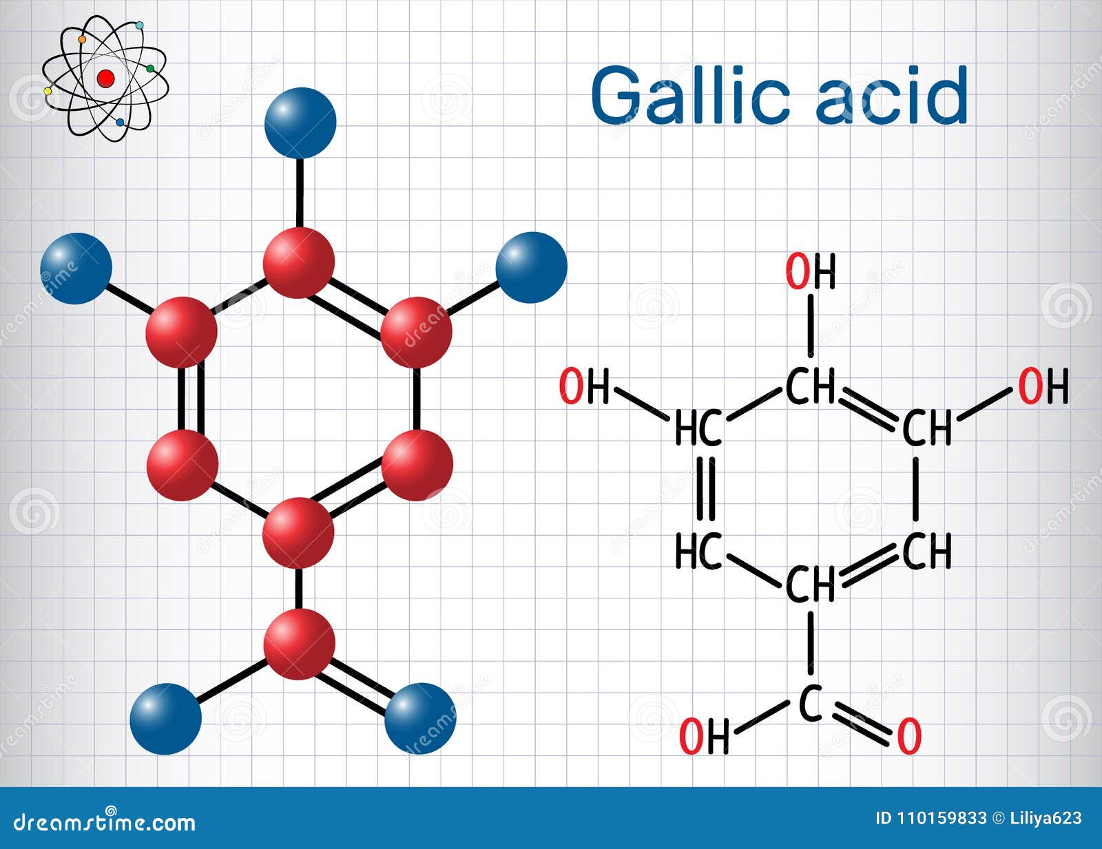Gallic Acid, Trihydroxybenzoic Acid Molecule, Is Phenolic Acid, Found ...