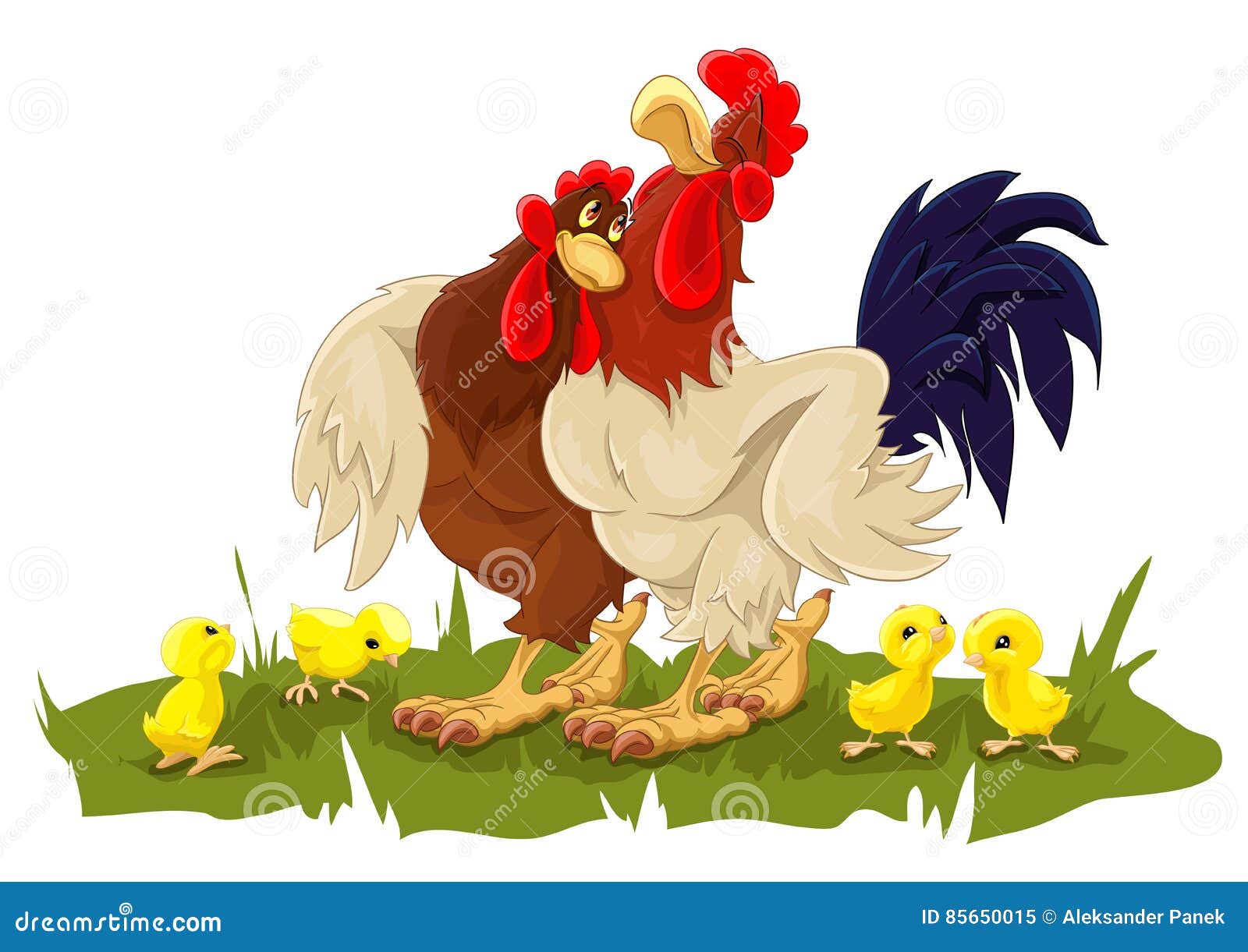 Gallina Y Gallo Con Los Pollos Ilustración del Vector - Ilustración de ...