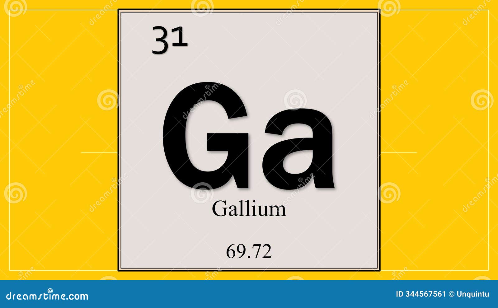 Gallium Chemical Element Symbol on Yellow Abstract Background Stock ...