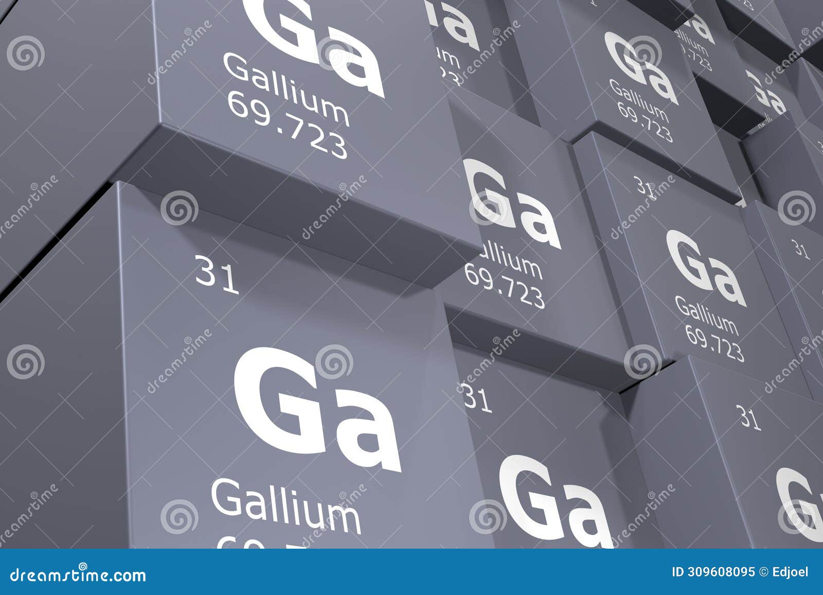 Gallium, 3D Rendering Of Symbols Of The Elements Of The Periodic Table ...