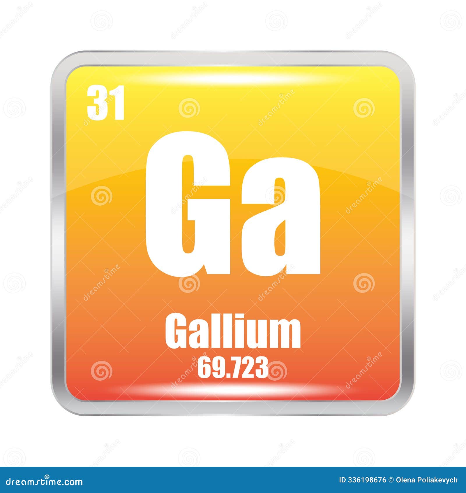 Gallium As Element 31 Of The Periodic Table 3D Illustration On Silver ...