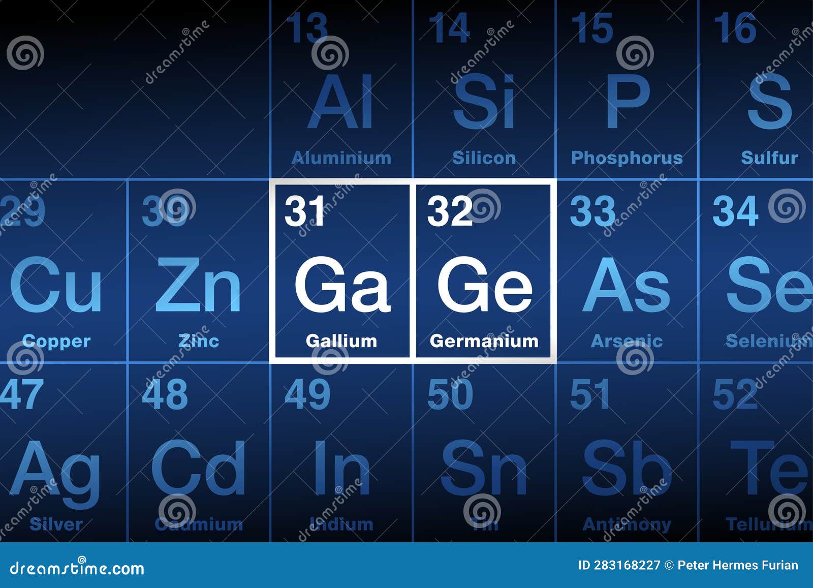 Gallium and Germanium, Ga and Ge, on Periodic Table of the Elements ...