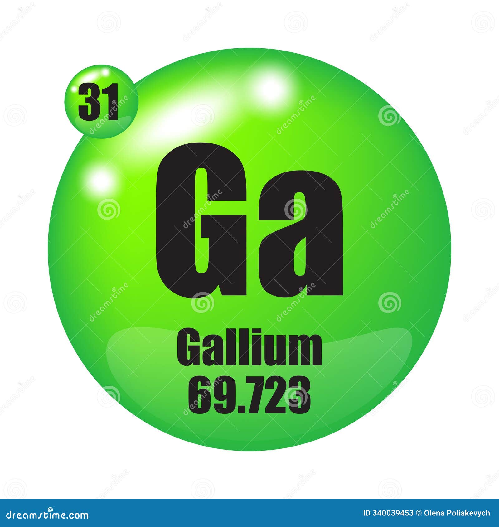 Gallium Icon. Atomic Number 31. Mass 69.723. Vector Symbol Stock ...