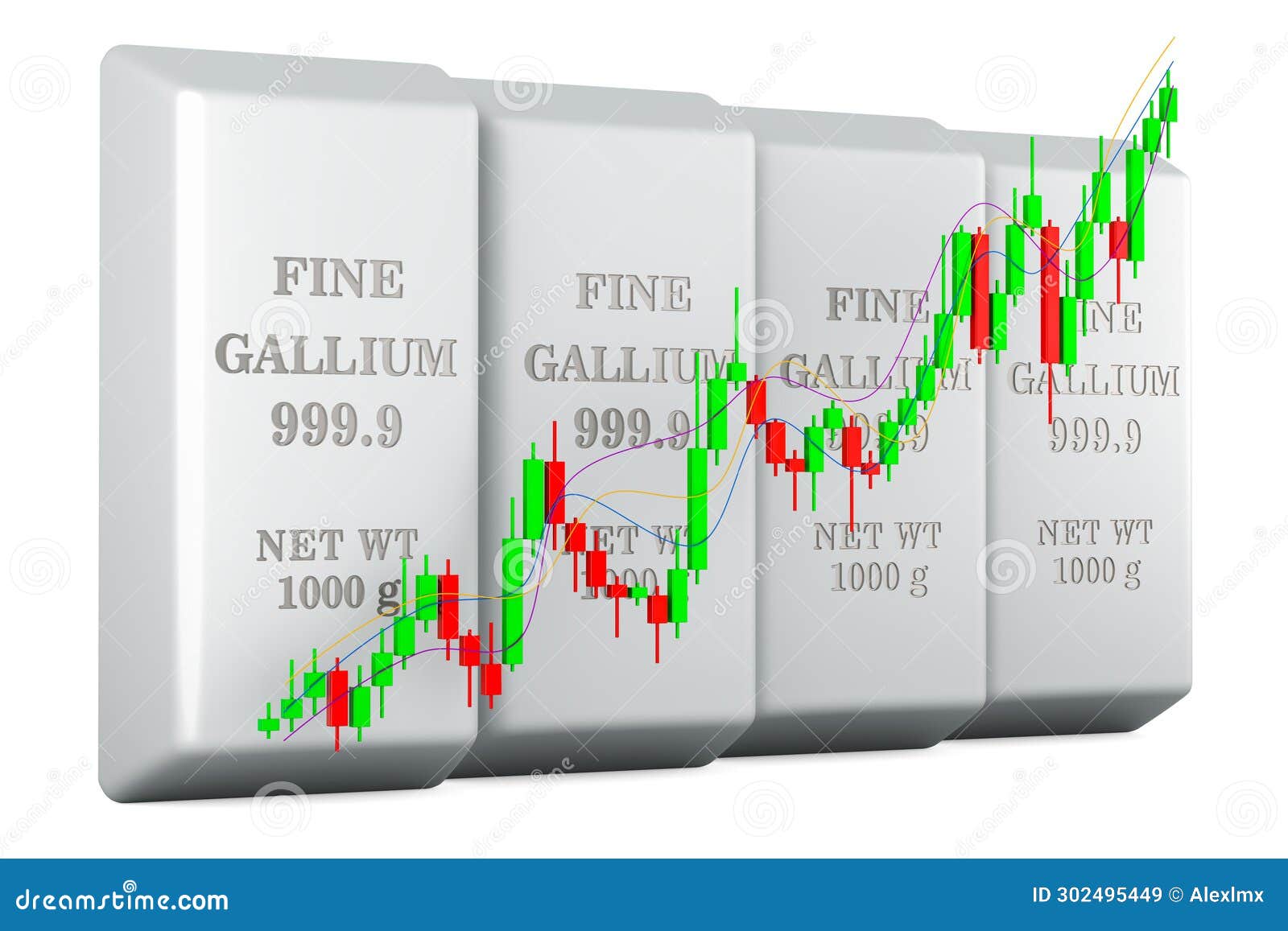 Gallium, 3D Rendering Background Of Cubes Of Symbols Of The Elements Of ...