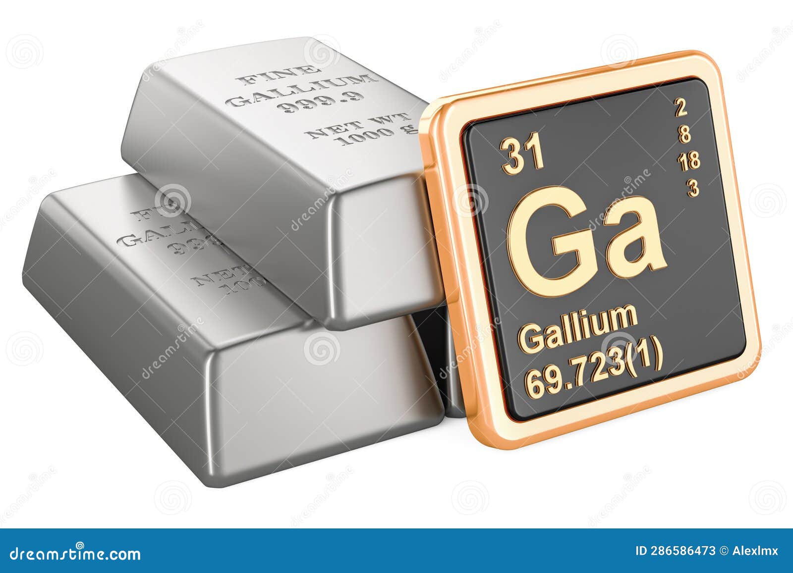 Gallium, 3D Rendering Of Symbols Of The Elements Of The Periodic Table ...
