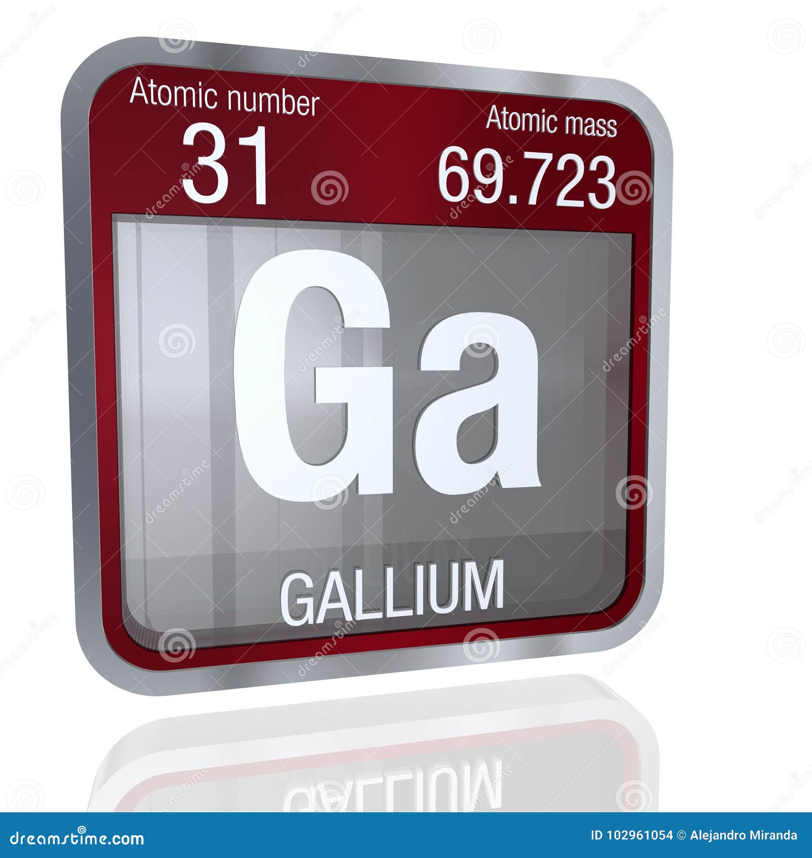 Gallium Symbol In Square Shape With Metallic Border And Transparent ...