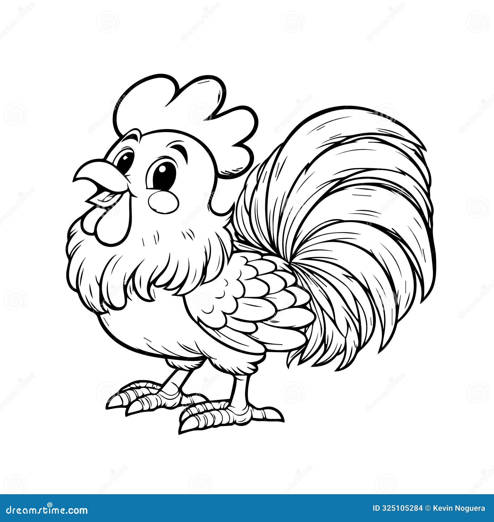 Vector Drawing of a Black and White Rooster Stock Illustration ...