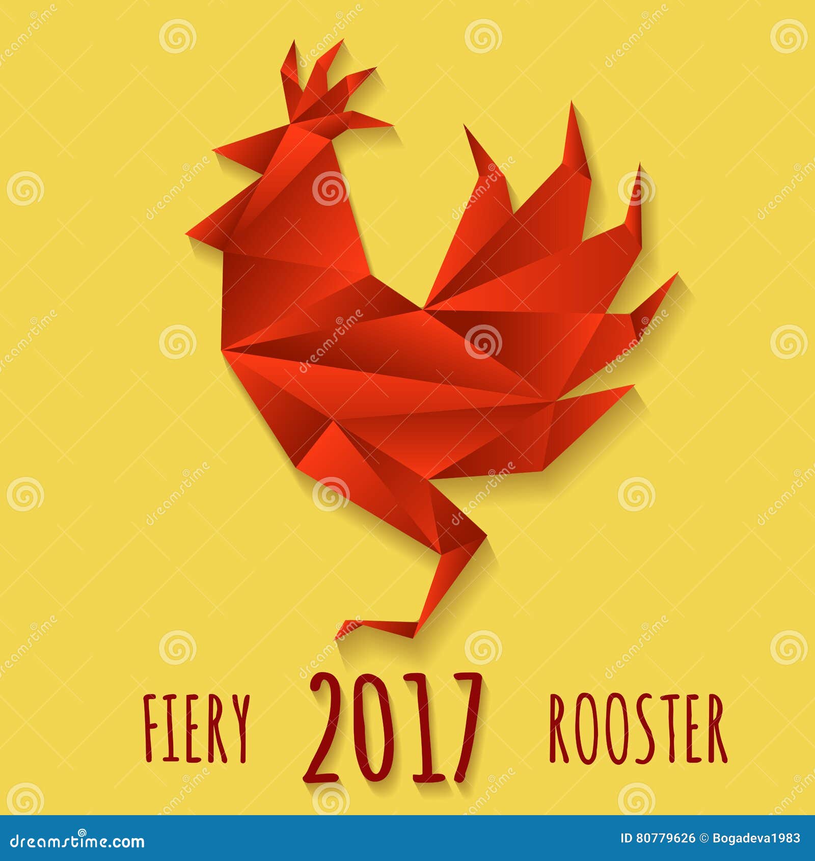 Gallo Ardiente En El Estilo De Papel De La Papiroflexia Ilustración del ...