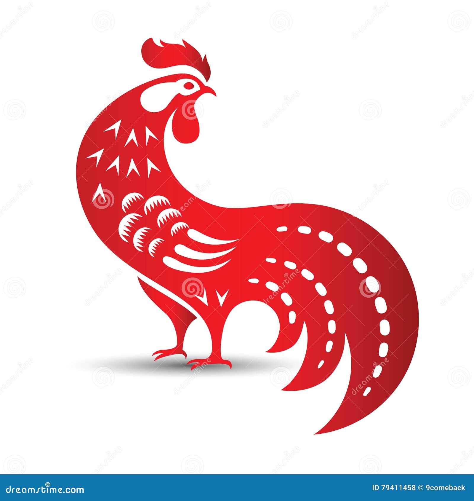 Gallo chino ilustración del vector. Ilustración de vector - 79411458