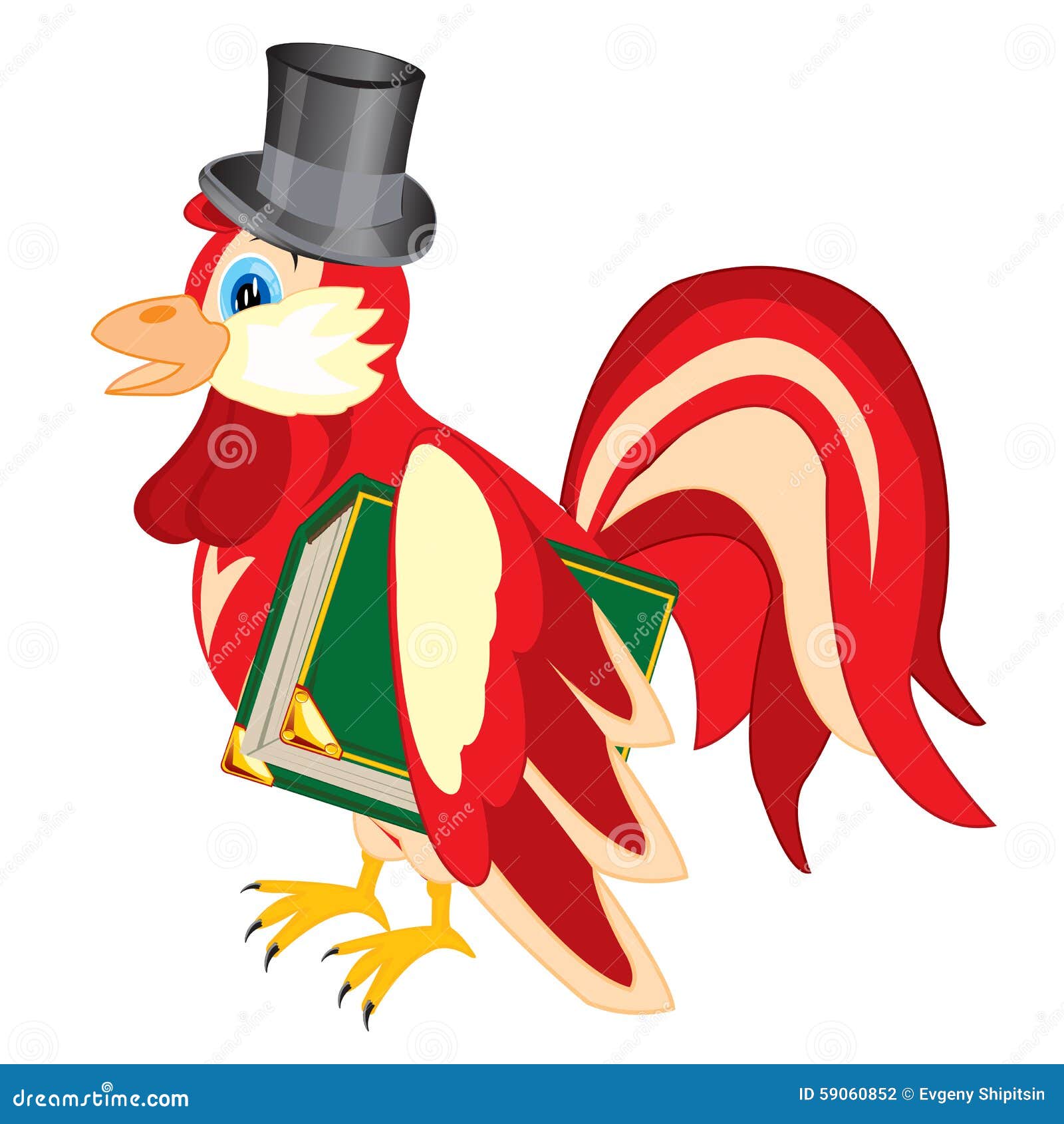Gallo En Sombrero Con El Libro Ilustración del Vector - Ilustración de ...