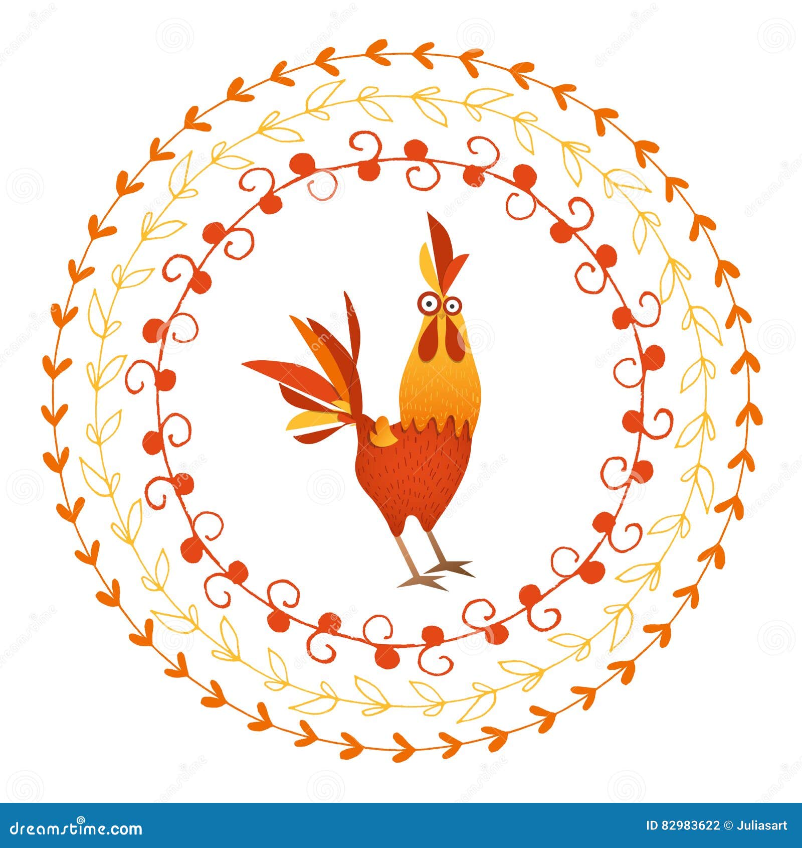 Gallo Rosso, Un Simbolo Di 2017 Illustrazione Vettoriale ...