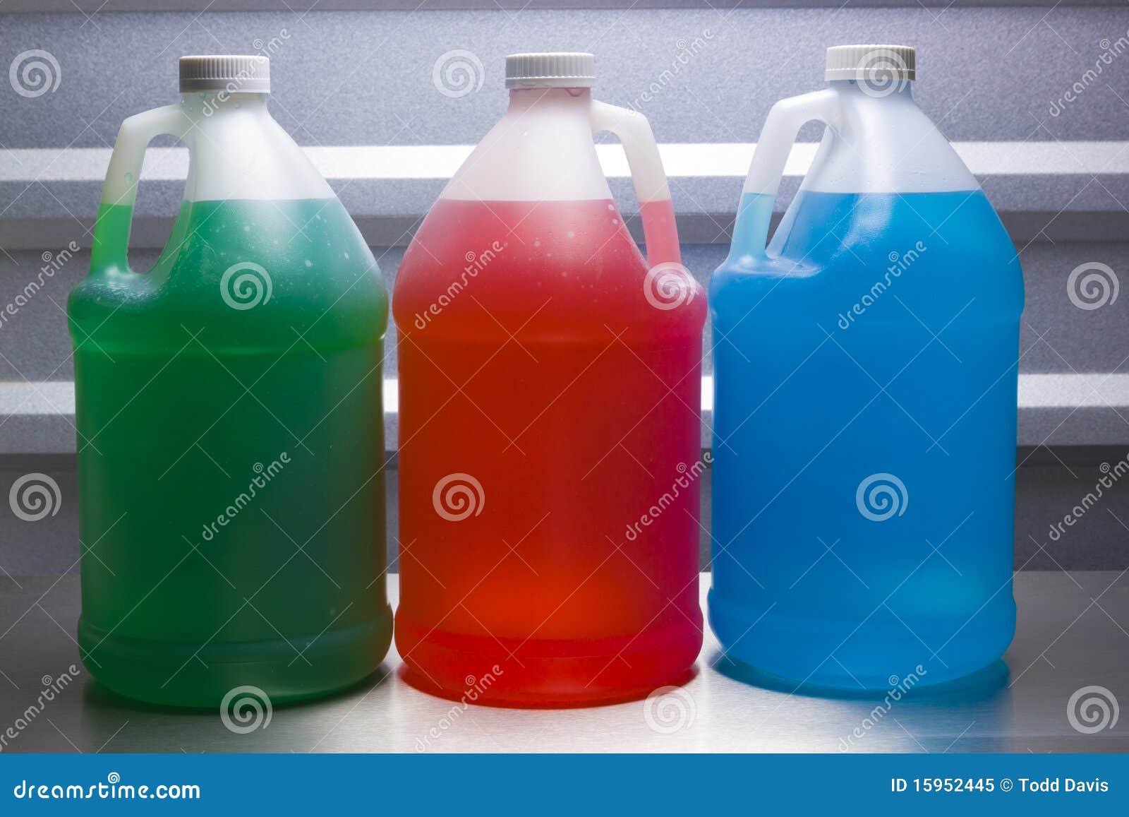 Gallon Containers with Colored Liquid Stock Image - Image of bottles ...