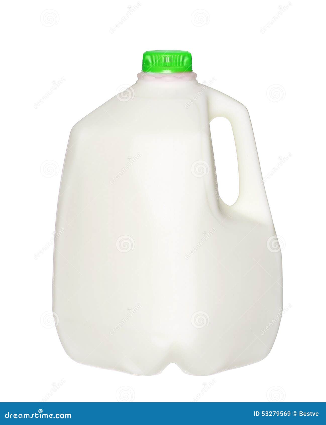 Gallon Milk Bottle with Green Cap Isolated on White Stock Image - Image ...