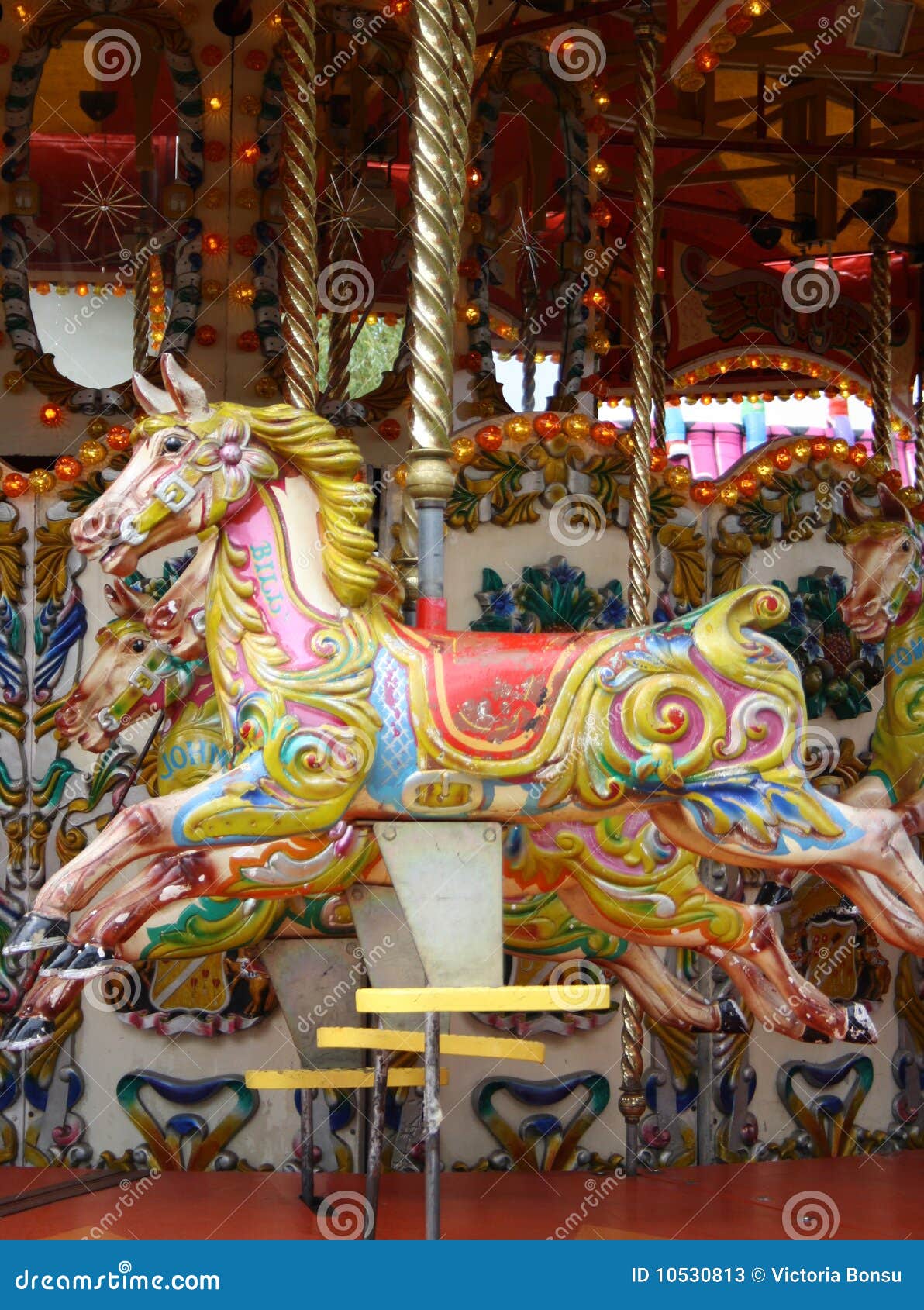 Galloping Fairground Horse stock image. Image of colourful - 10530813