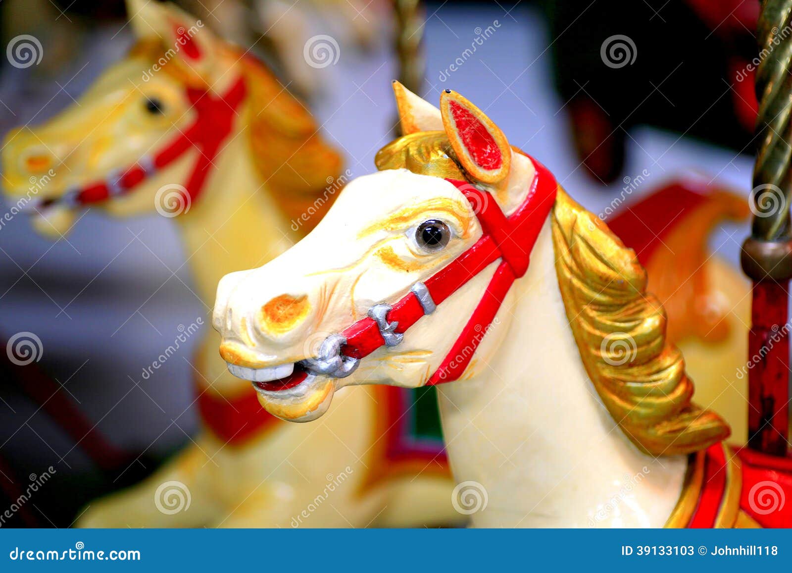 Galloping Horse Fairground Ride. Stock Image - Image of raceing, bridle ...