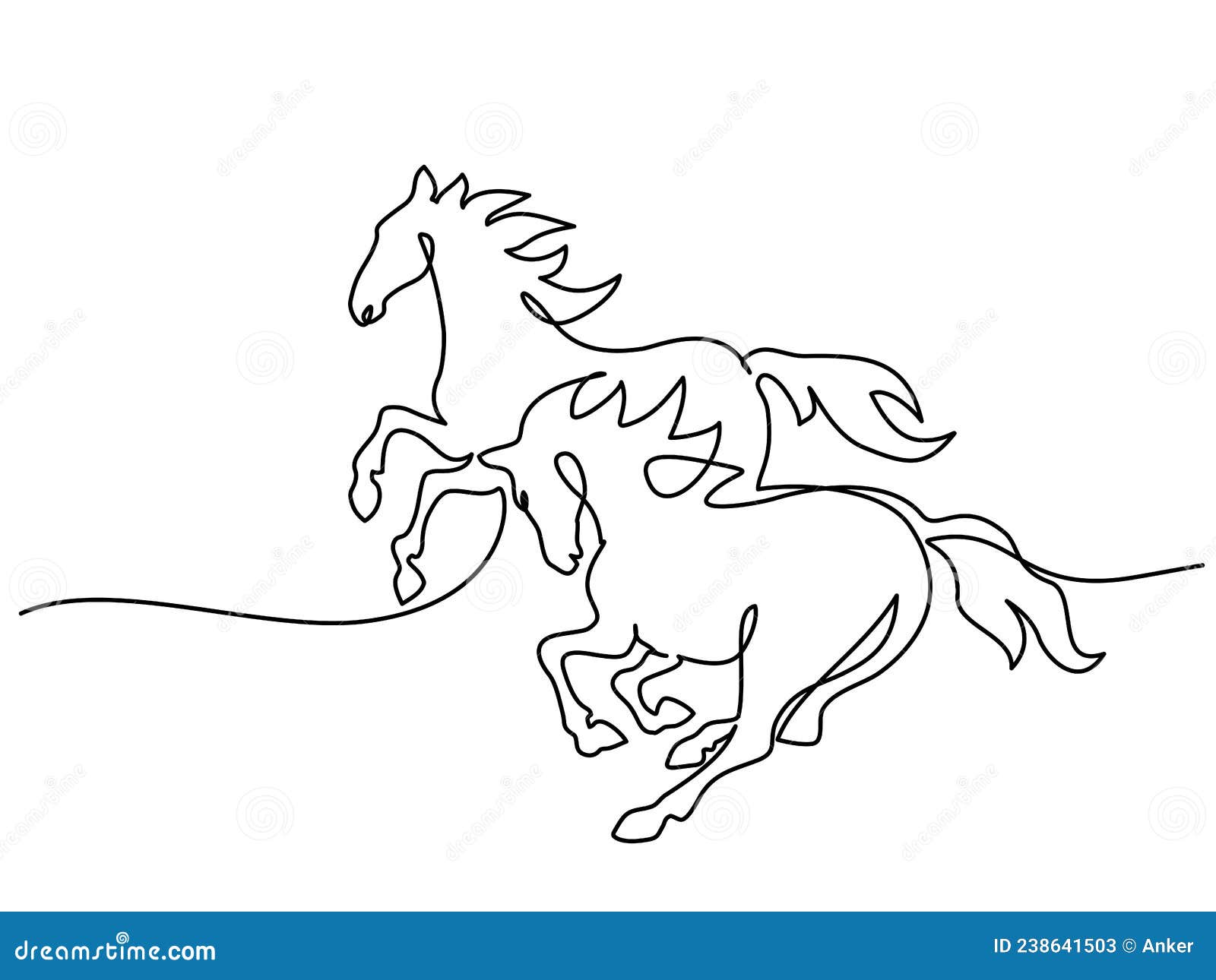 Galloping Horses. Continuous One Line Drawing. Horse Logo Stock Vector ... Galloping Horses. Continuous One Line Drawing. Horse Logo Stock Vector ...