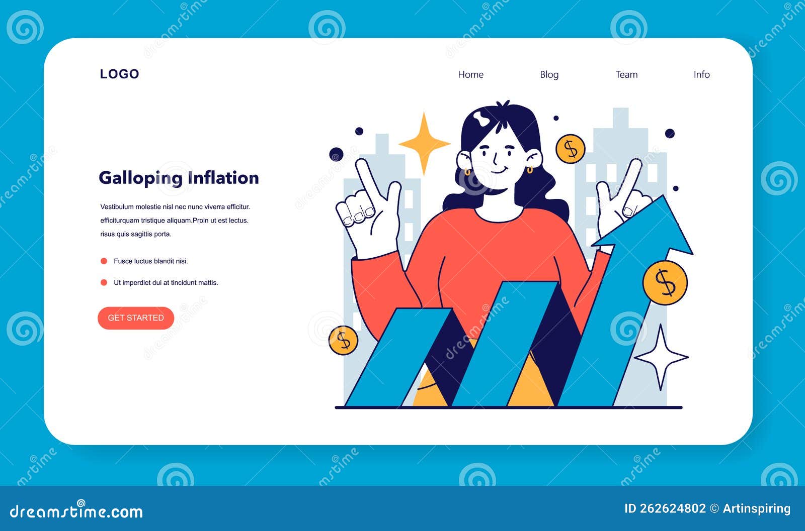 Galloping Inflation Web Banner Or Landing Page Price Increases Stock