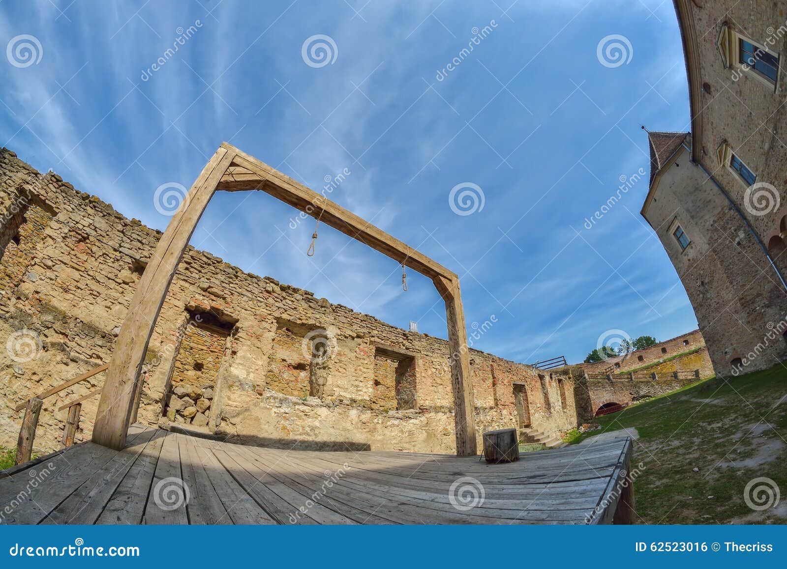 Gallows and Execution Platform in Medieval Fortress Stock Photo - Image ...