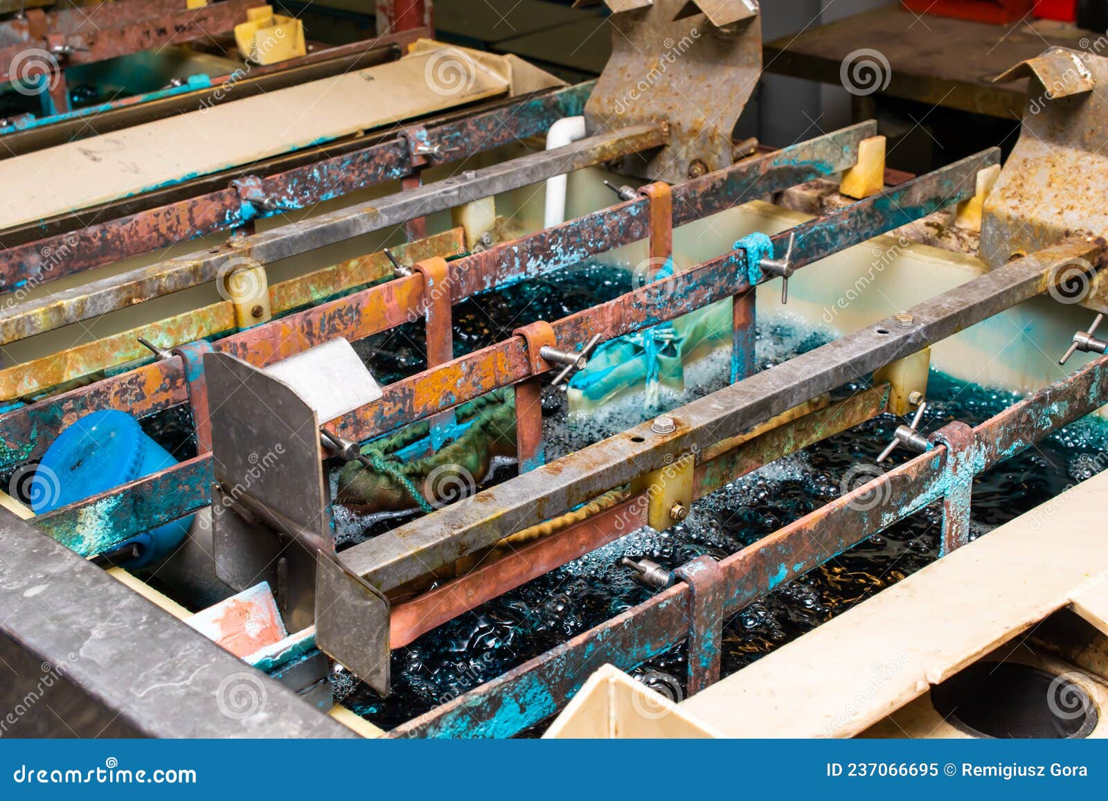 Galvanic Baths for Electrolytic Copper Plating Stock Image - Image of ...