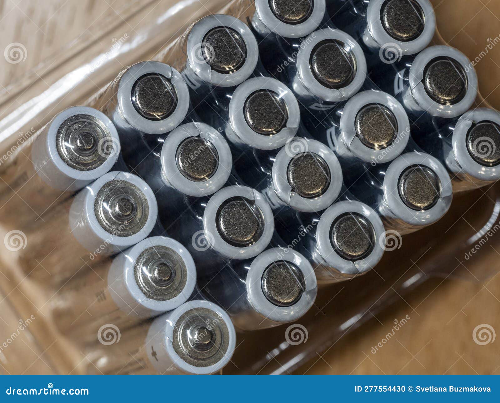 Galvanic Cells, Batteries in the Package, in Rows, at an Angle on the ...